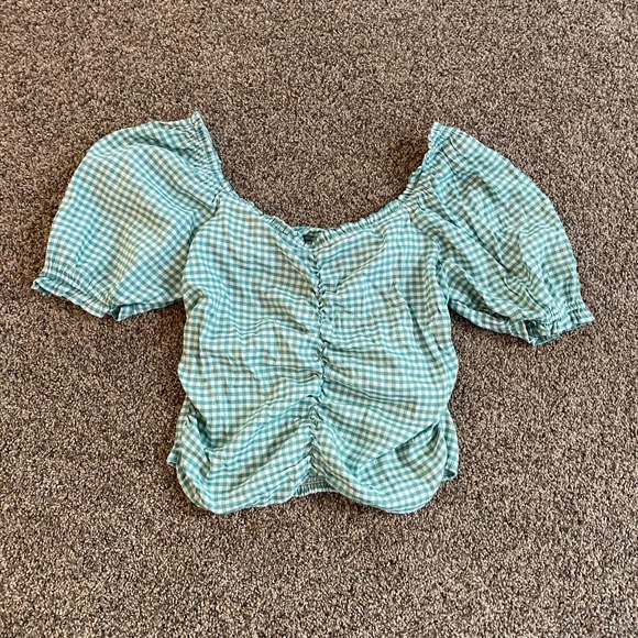 Rabbit Rose | Tops | Rabbit Rose Green Gingham Crop Top Xl | Poshmark